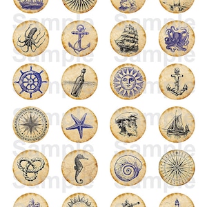 Anchor Digital Collage Sheet Nautical Bottle Cap Images Pendant Art ...