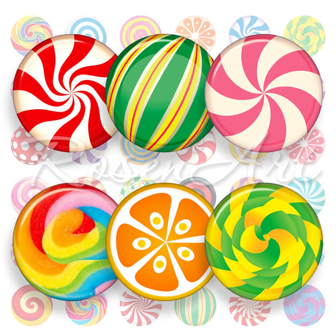 Lollipop Candy 1 Bottle Cap Images 1 Inch Circles - Etsy