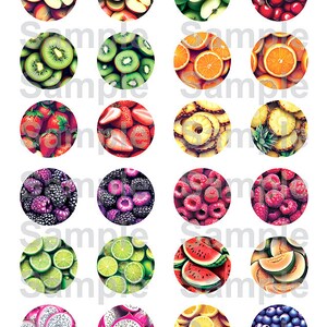 Fruits 1 Inch Circles for Pendants Instant Download Cabochon Printable ...