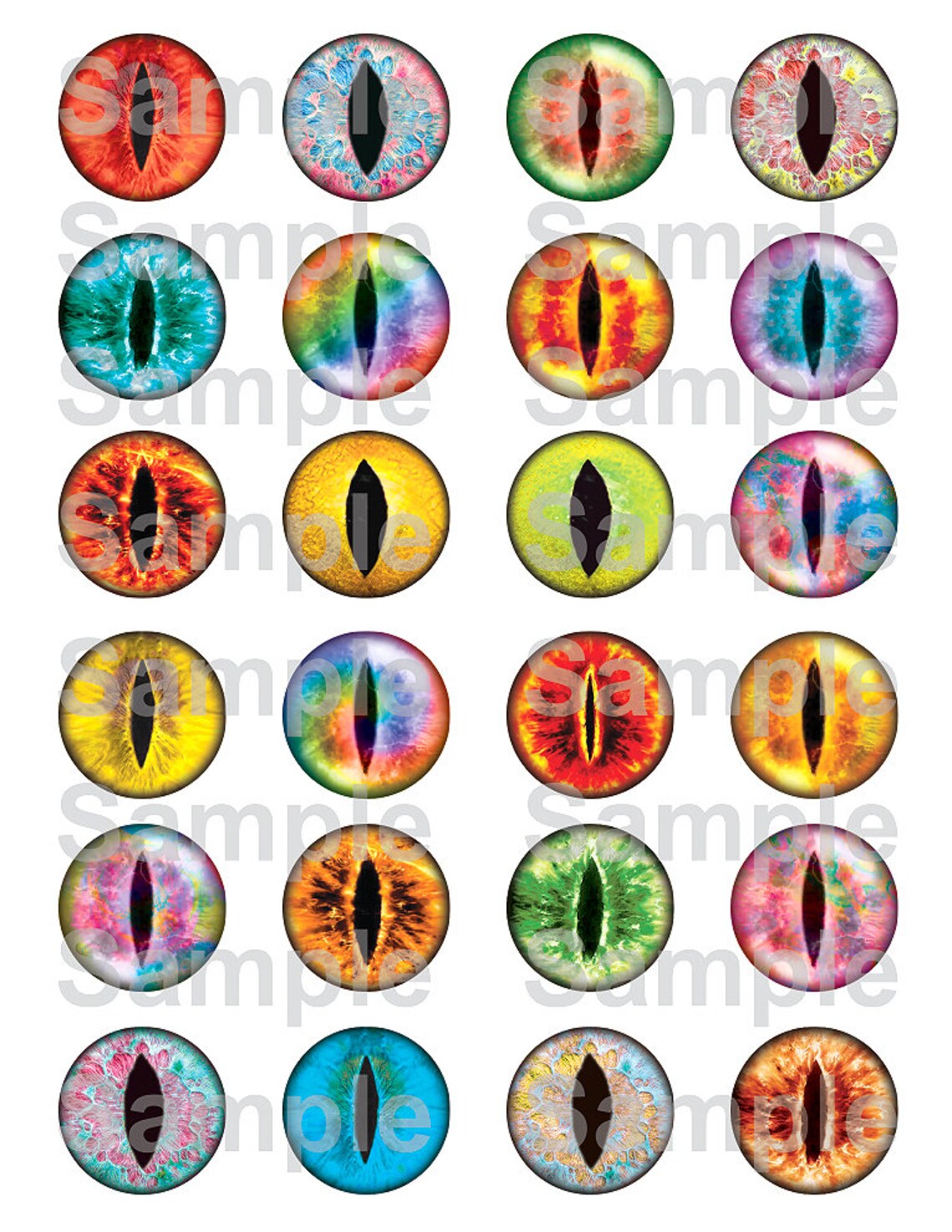 Dragon Eyes Digital Collage Sheet Circles Cat Iris Bottlecap Images for ...