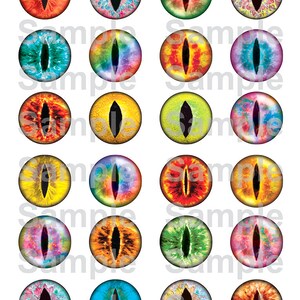 Dragon Eyes Digital Collage Sheet Circles Cat Iris Bottlecap Images for ...