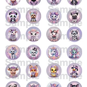 Pastel Goth Animals 1 Inch Circles Cat Bottle Cap Images 25 30mm 1.25 ...