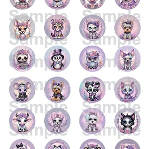 Pastel Goth Animals Round Download Cabochon Cat 20mm 18mm, 16mm, 14mm ...