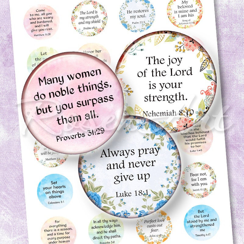 Bible Verses 1 Inch Circle Christian Digital Collage Sheet - Etsy