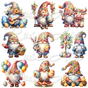 Cute Easter Gnomes Clipart Transparent PNG Bundle Funny Watercolor ...
