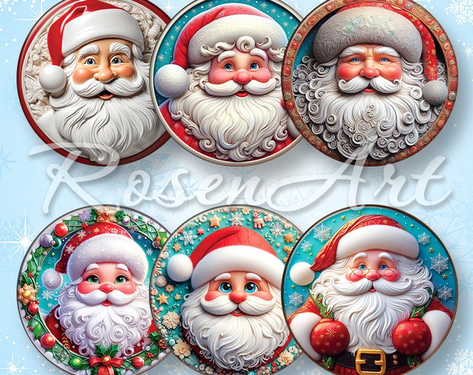 Merry Christmas - Digital Collage Sheet - 1 Inch Round Circles ...