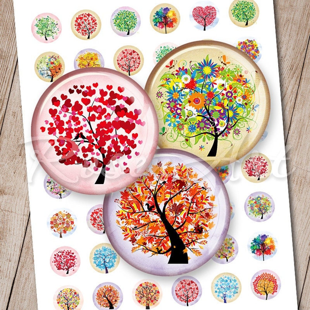 Tree of Life Round Digital Collage Sheet Graphics Pendant Download ...