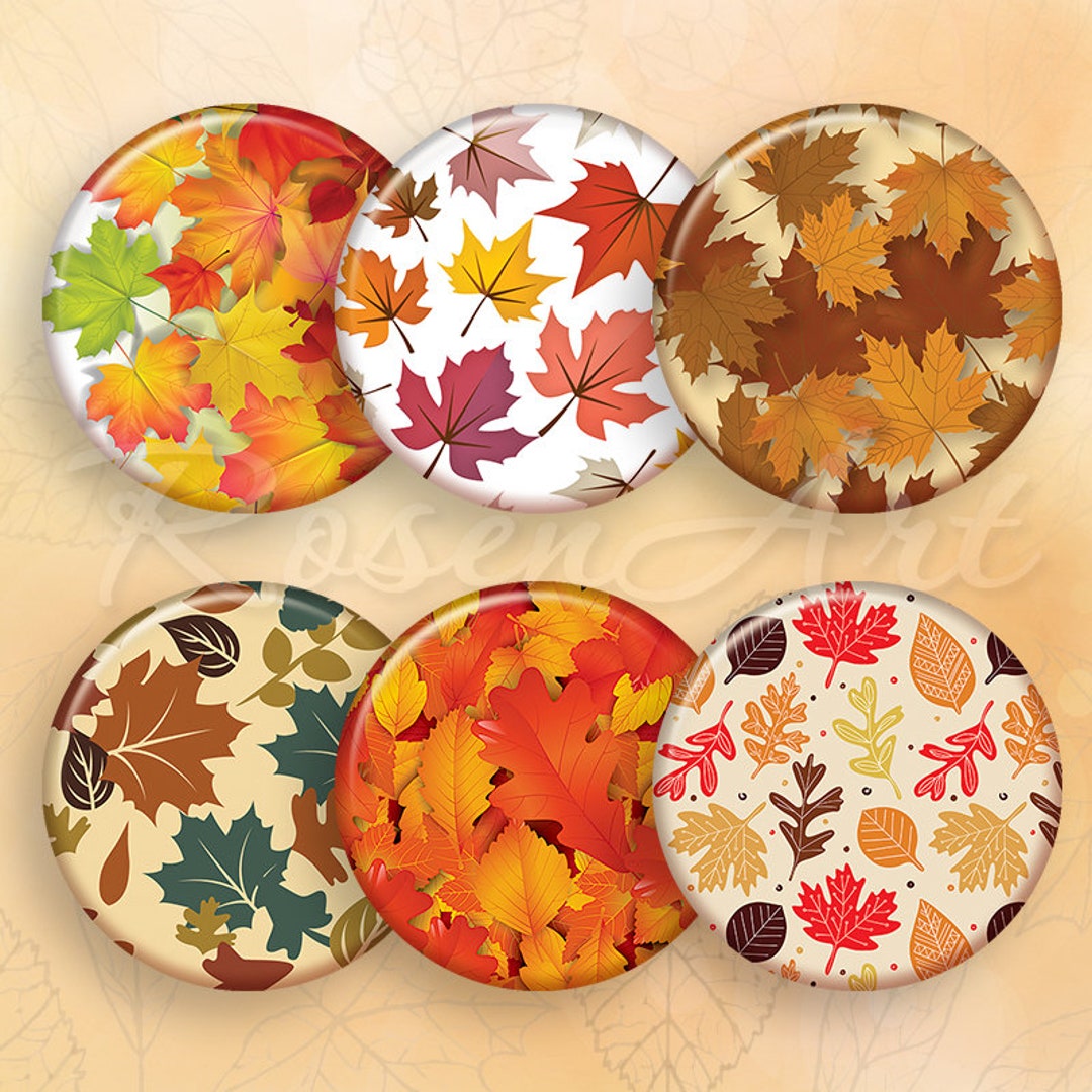 Autumn Leaves Bottle Cap Images Round Digital Collage Sheet Fall ...