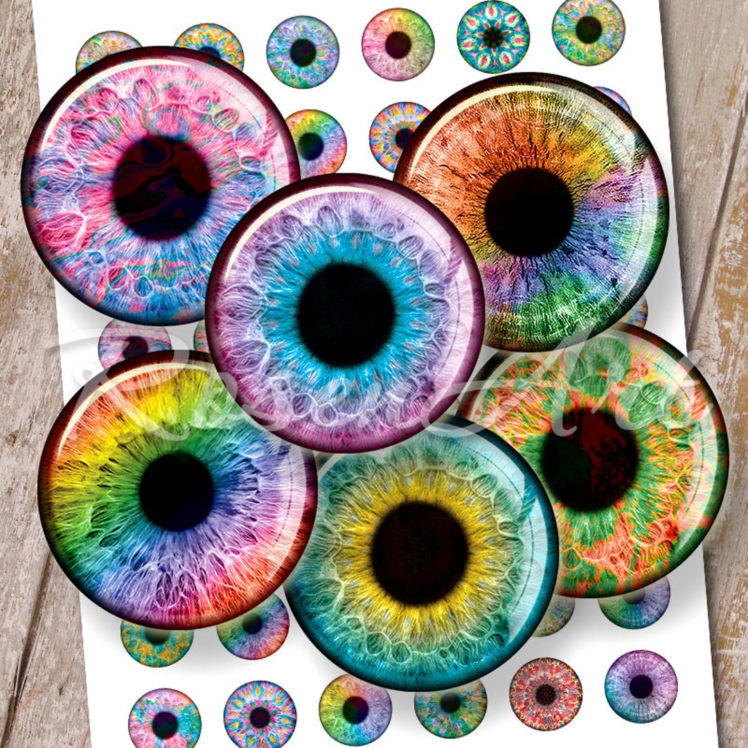 Eyes Digital Collage Sheet Iris Art Round Printable Download Cabochon ...