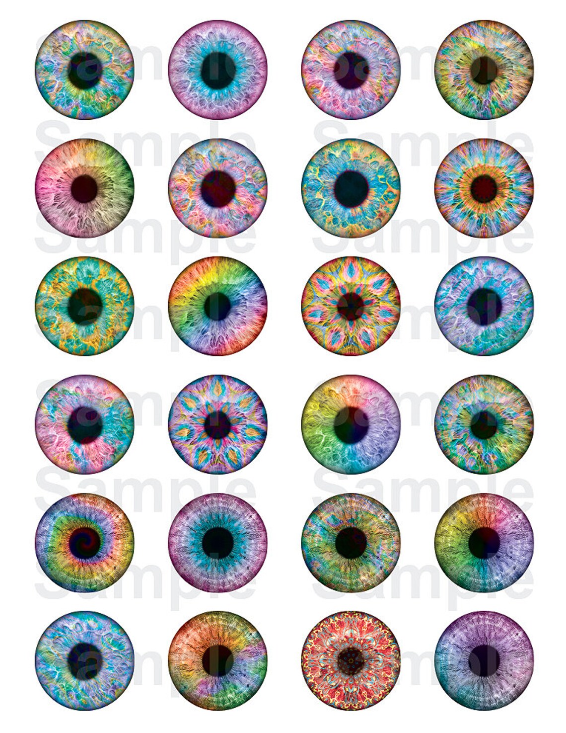 Eyes Digital Collage Sheet Iris Art Round Printable Download Cabochon ...