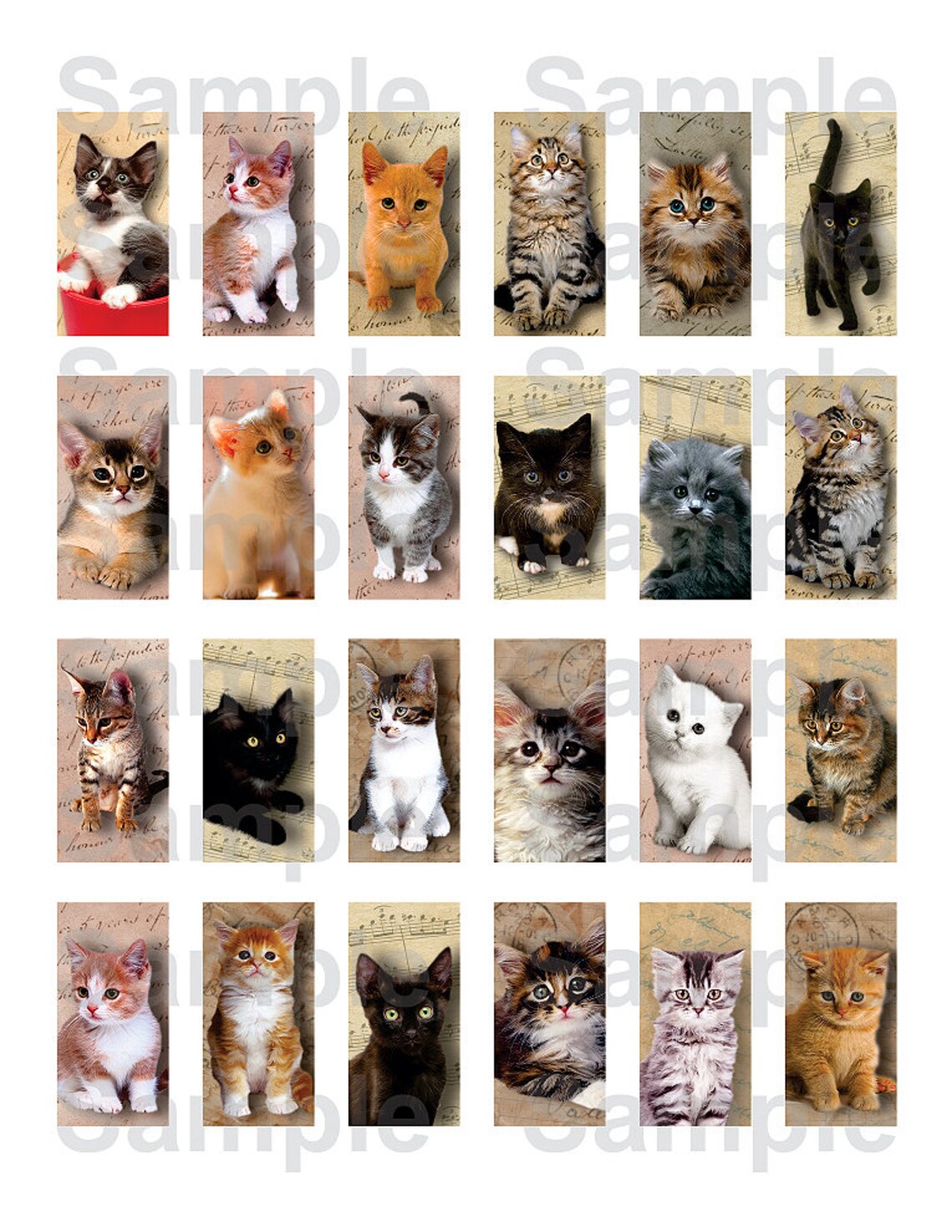 Kittens & Cats Digital Collage Sheet 1x2 Domino Tile - Etsy
