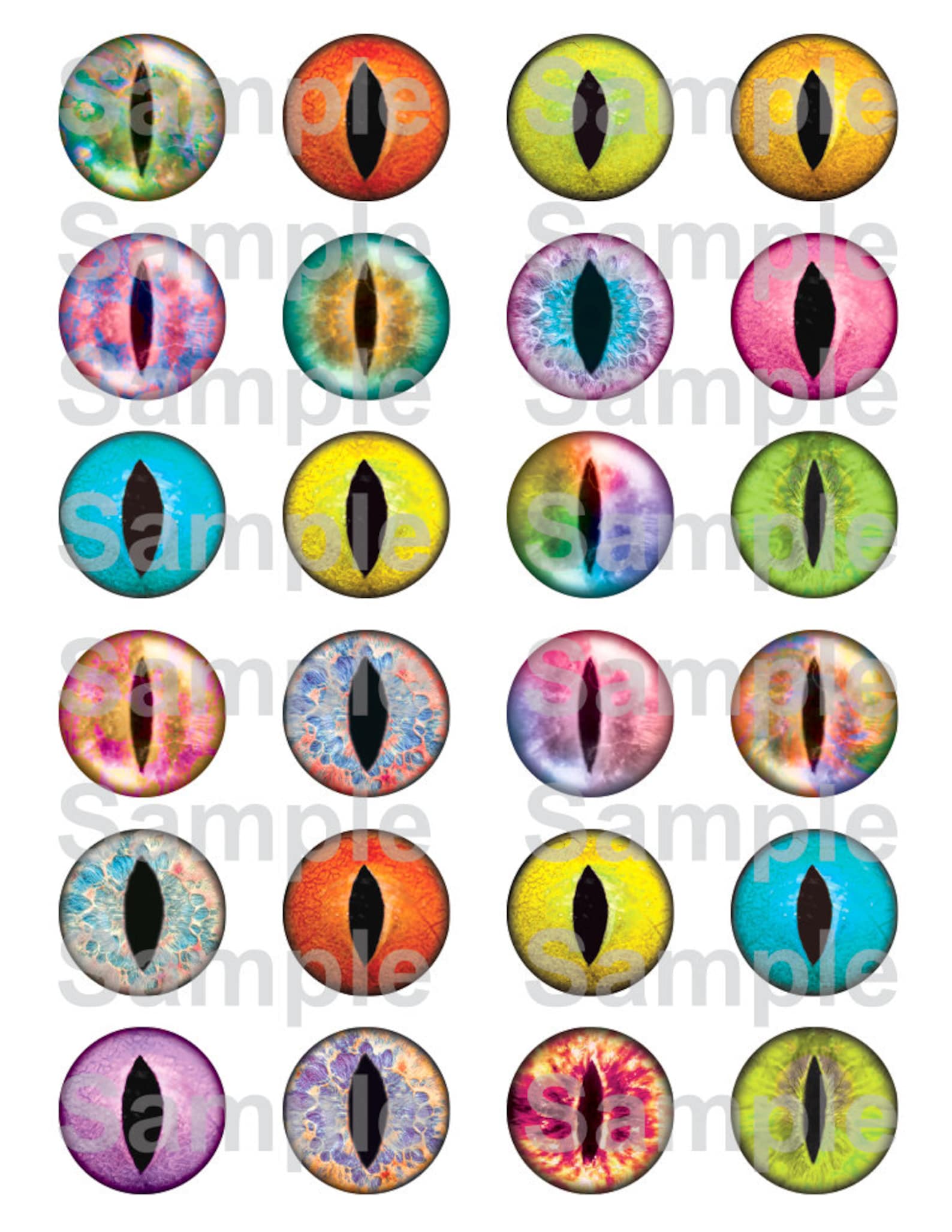 Dragon Eyes Digital Collage Sheet Circles Cat Iris Bottlecap Images for ...