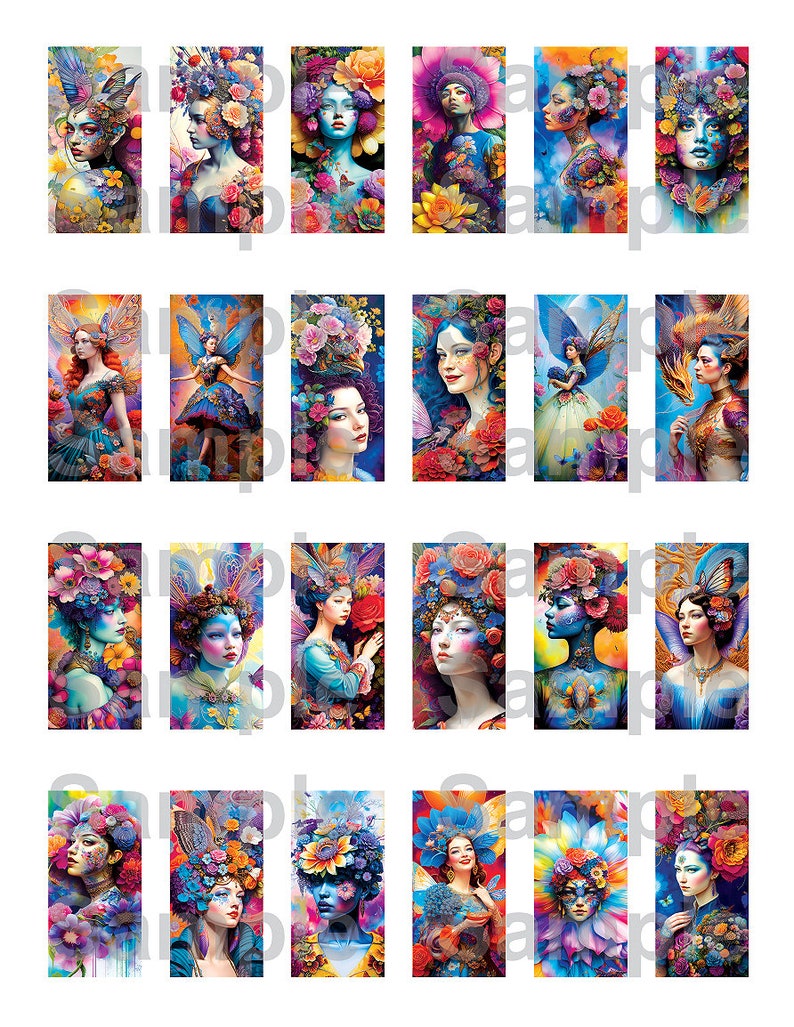 Fairies & Floral Girls Domino Tile Images 1x2 Inch Digital - Etsy