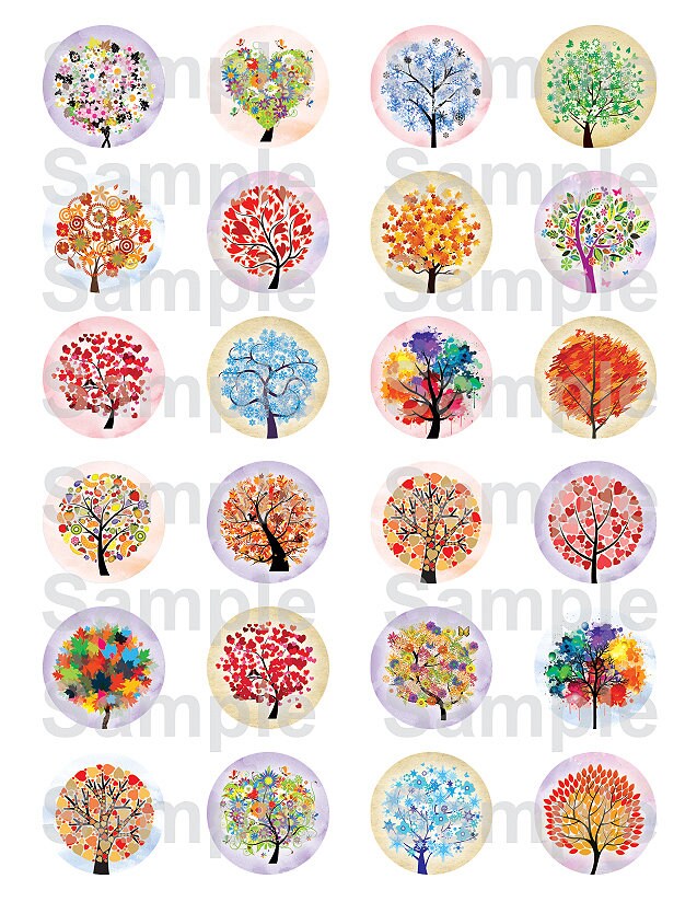 Tree of Life 1" Bottle Cap Images for Pendant 1 Inch Circle Digital ...