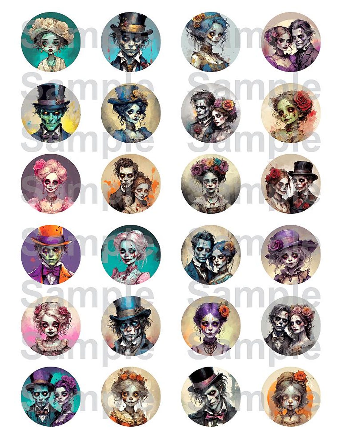 Victorian Zombies 1 Inch Bottle Cap Images Halloween Digital Collage ...