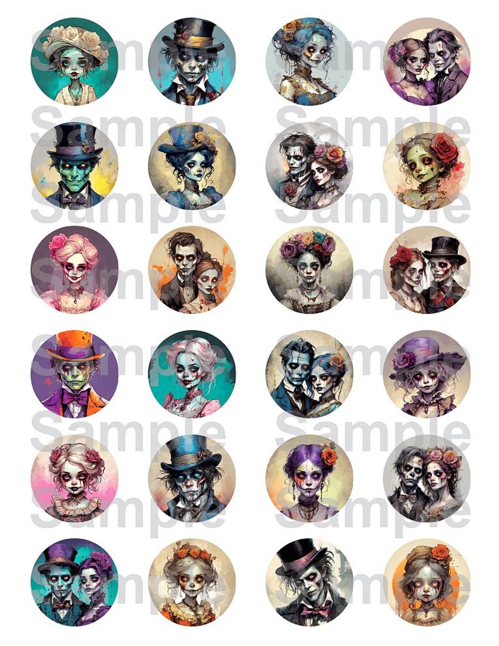 Victorian Zombies 1 Inch Bottle Cap Images Halloween Digital Collage ...