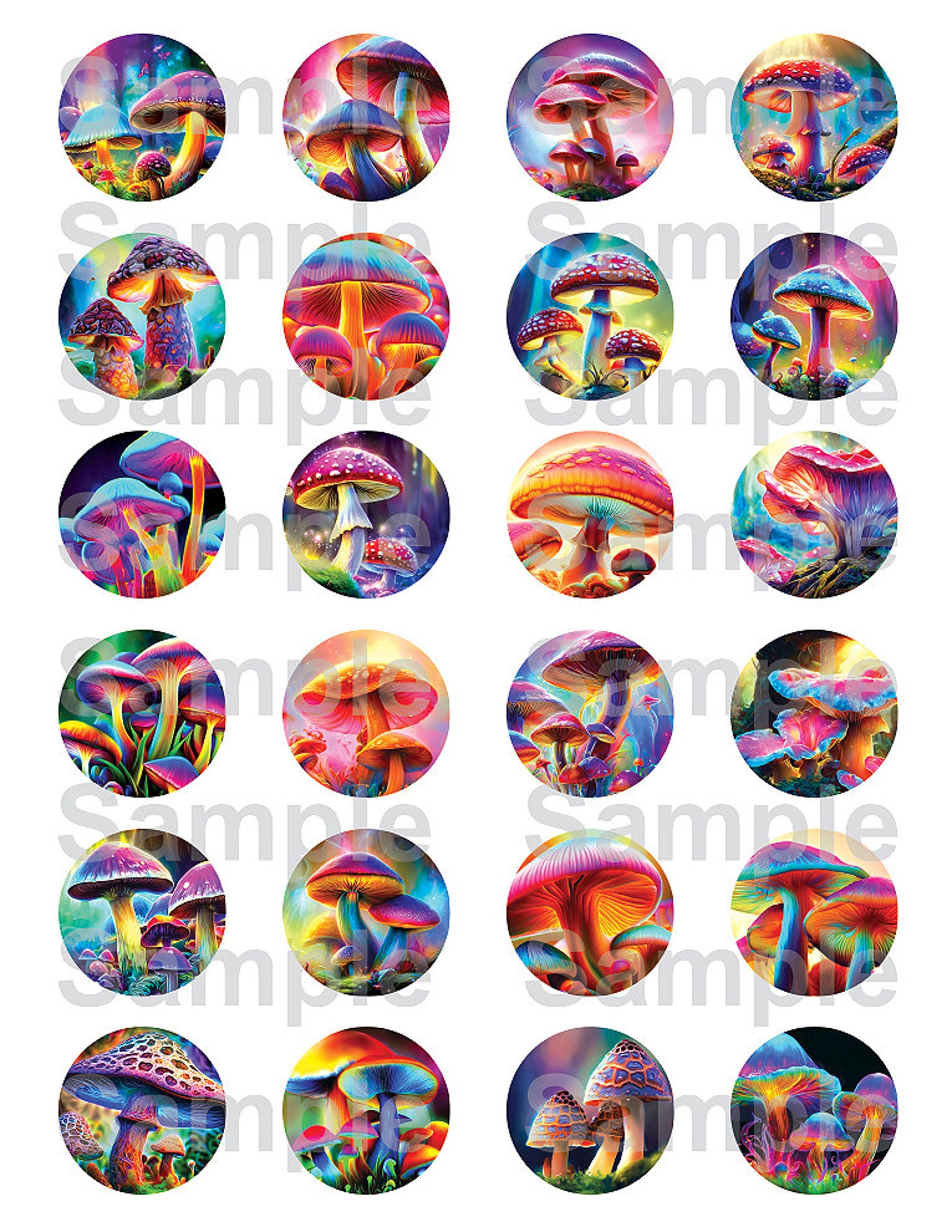 Magic Mushrooms Psychedelic Printable Digital Collage Sheet - Etsy