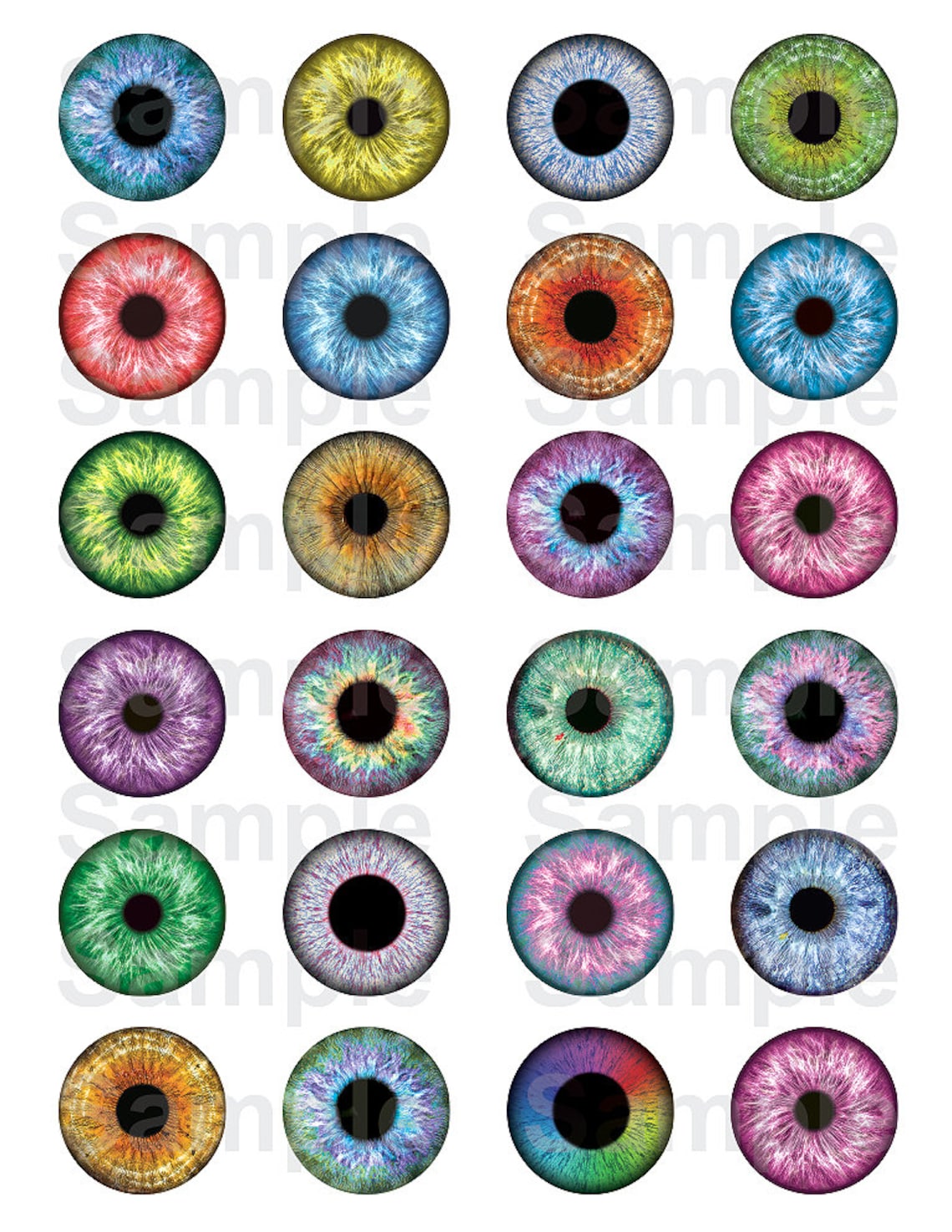 Eyes Digital Collage Sheet 20mm 18mm 16mm 14mm 12mm Bottlecap - Etsy