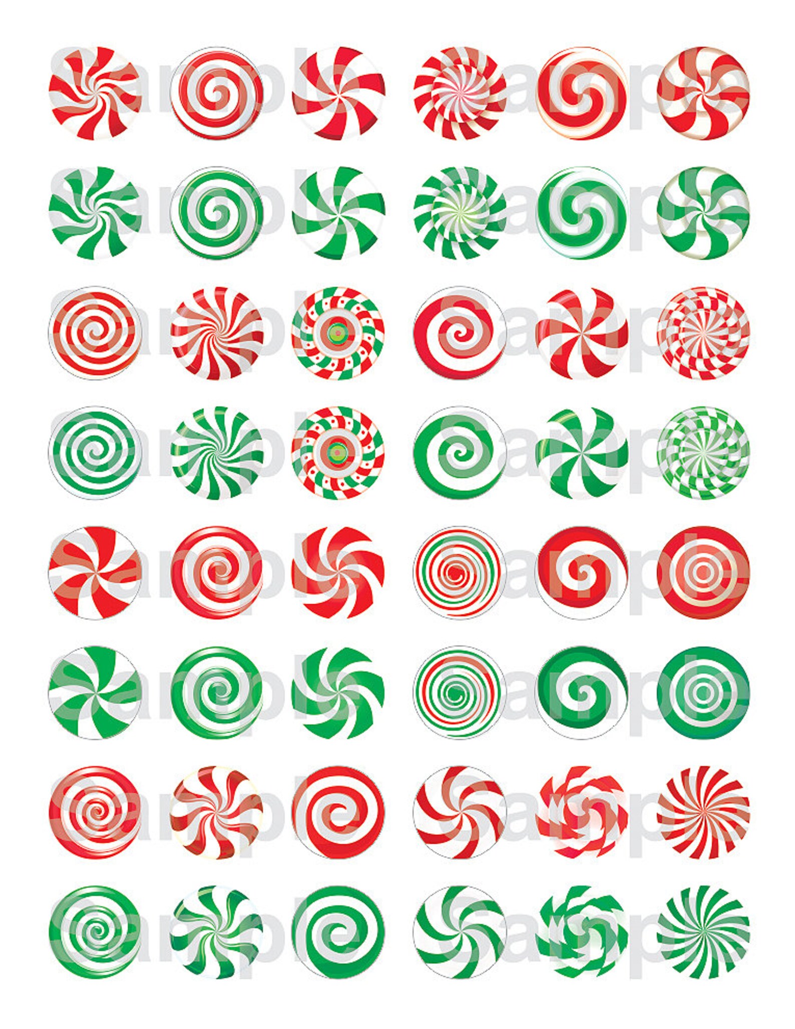 Peppermint Candy 1" Bottle Cap Images Christmas Digital Collage Sheet 1 ...