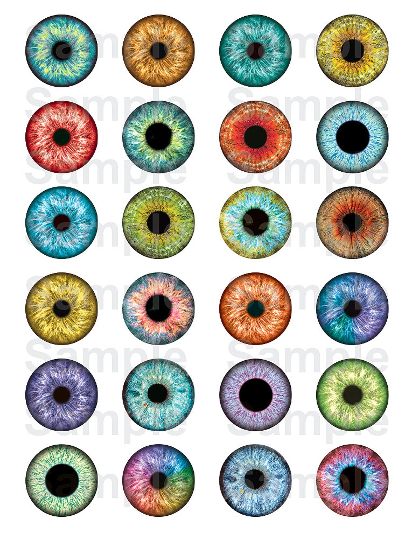 Eyes Digital Collage Sheet 20mm 18mm 16mm 14mm 12mm Bottlecap - Etsy