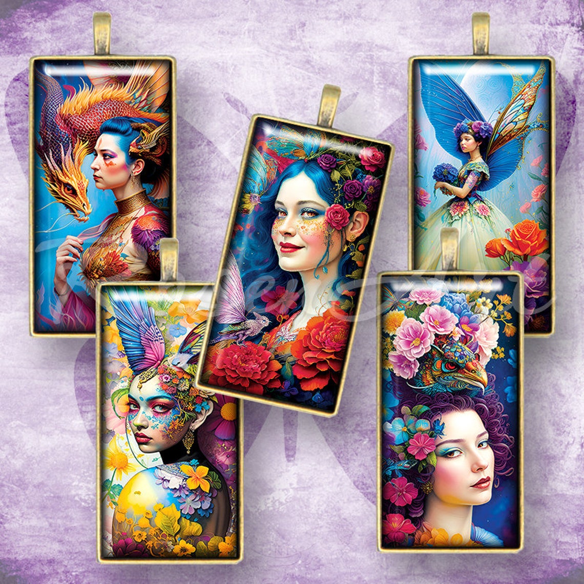 Fairies & Floral Girls Domino Tile Images 1x2 Inch Digital - Etsy
