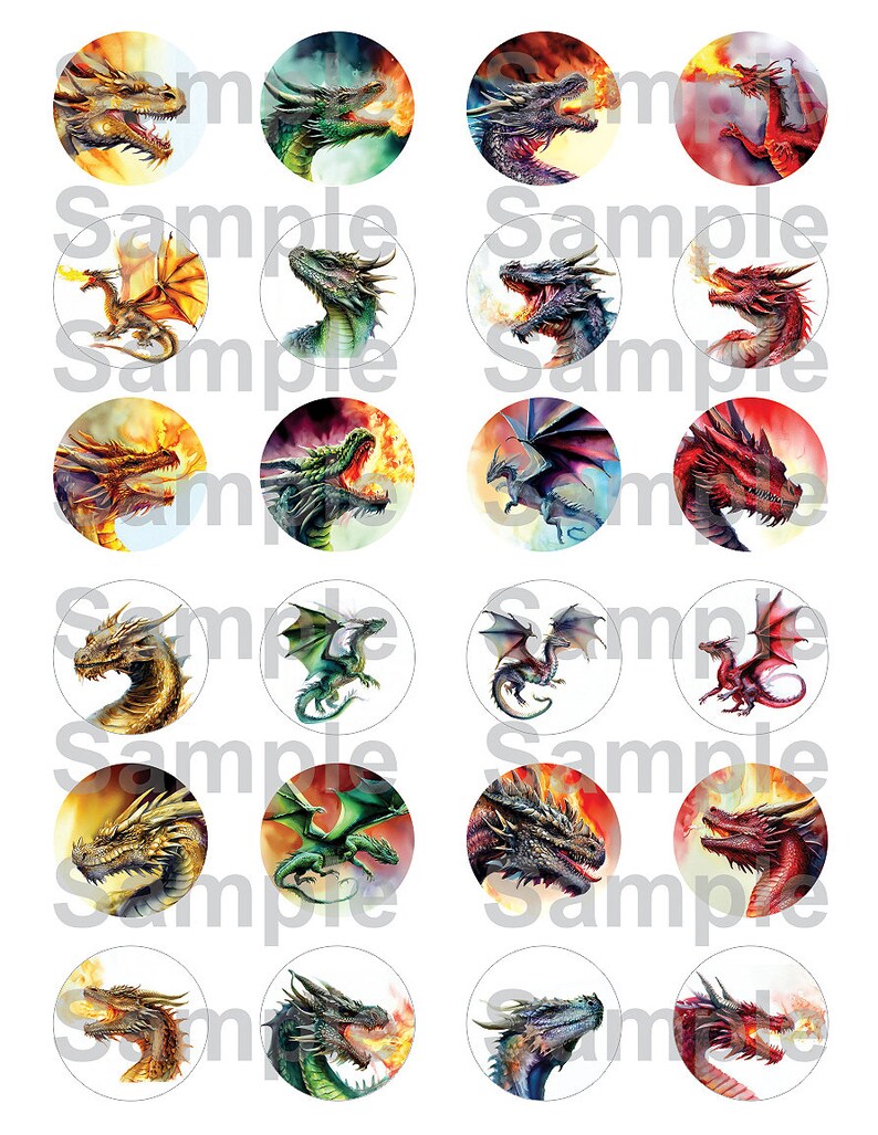 Dragons Bottlecap Images for Pendants Charm Round Digital Collage Sheet ...