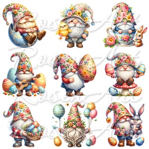Cute Easter Gnomes Clipart Transparent PNG Bundle Funny Watercolor ...