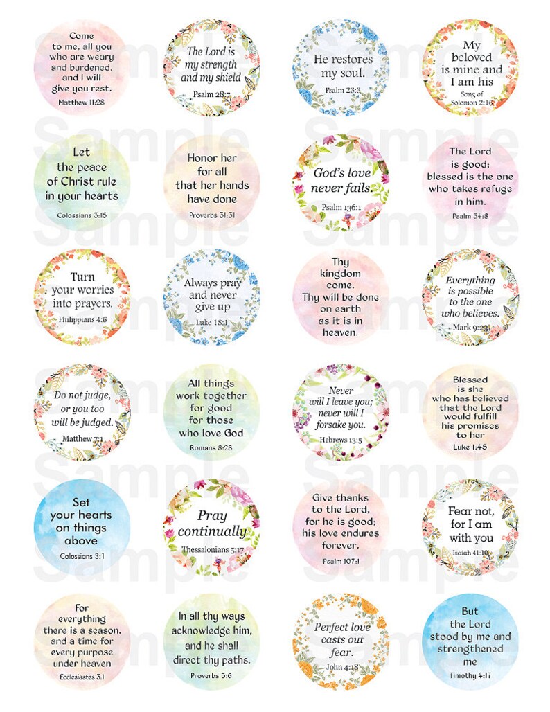 Bible Verses 1 Inch Circle Christian Digital Collage Sheet 20mm 25 30mm ...