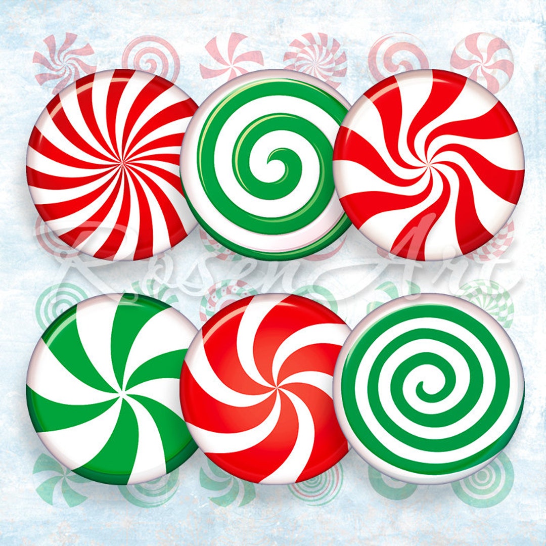Peppermint Candy Christmas Digital Collage Sheet Bottle Cap Images ...