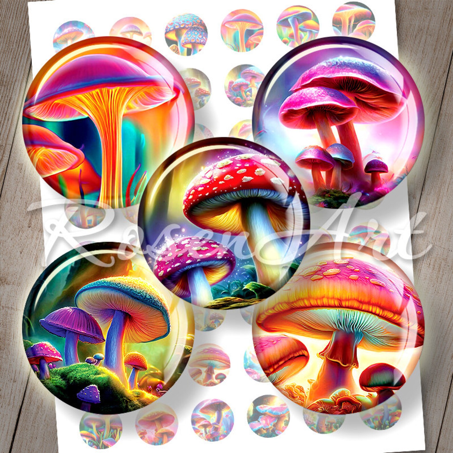 Magic Mushrooms Psychedelic Printable Digital Collage Sheet - Etsy