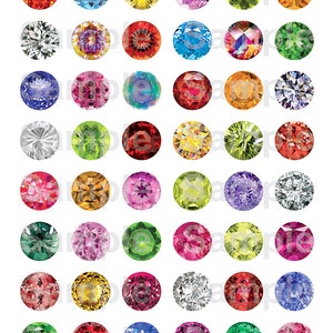 Gemstones Digital Collage Sheet 1" Bottle Cap Images for Pendants 1 ...
