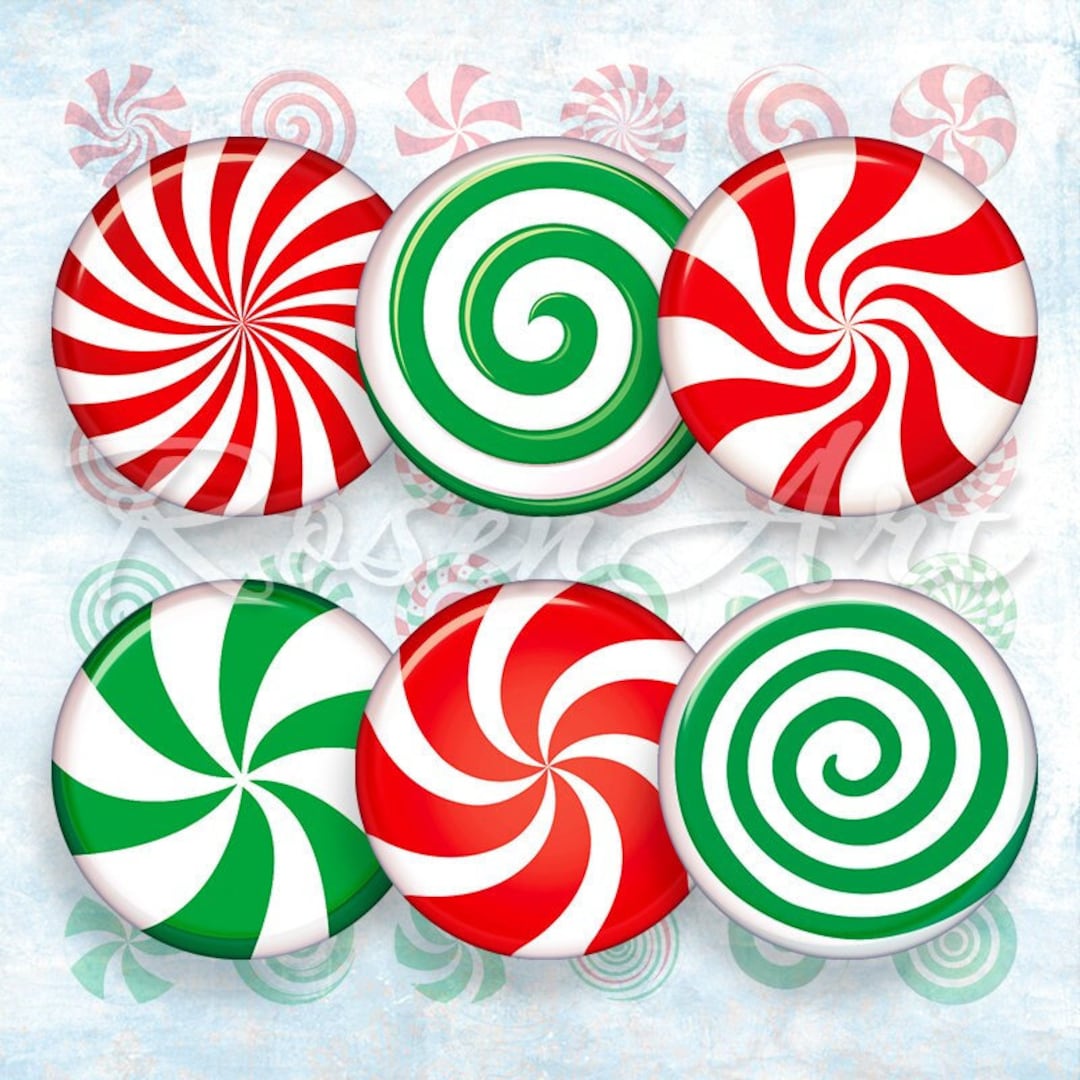 Peppermint Candy 1" Bottle Cap Images Christmas Digital Collage Sheet 1 ...