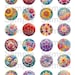 Floral Art 1 Inch Circles, 30mm, 25mm, 1.25", 1.5" Round Printable ...