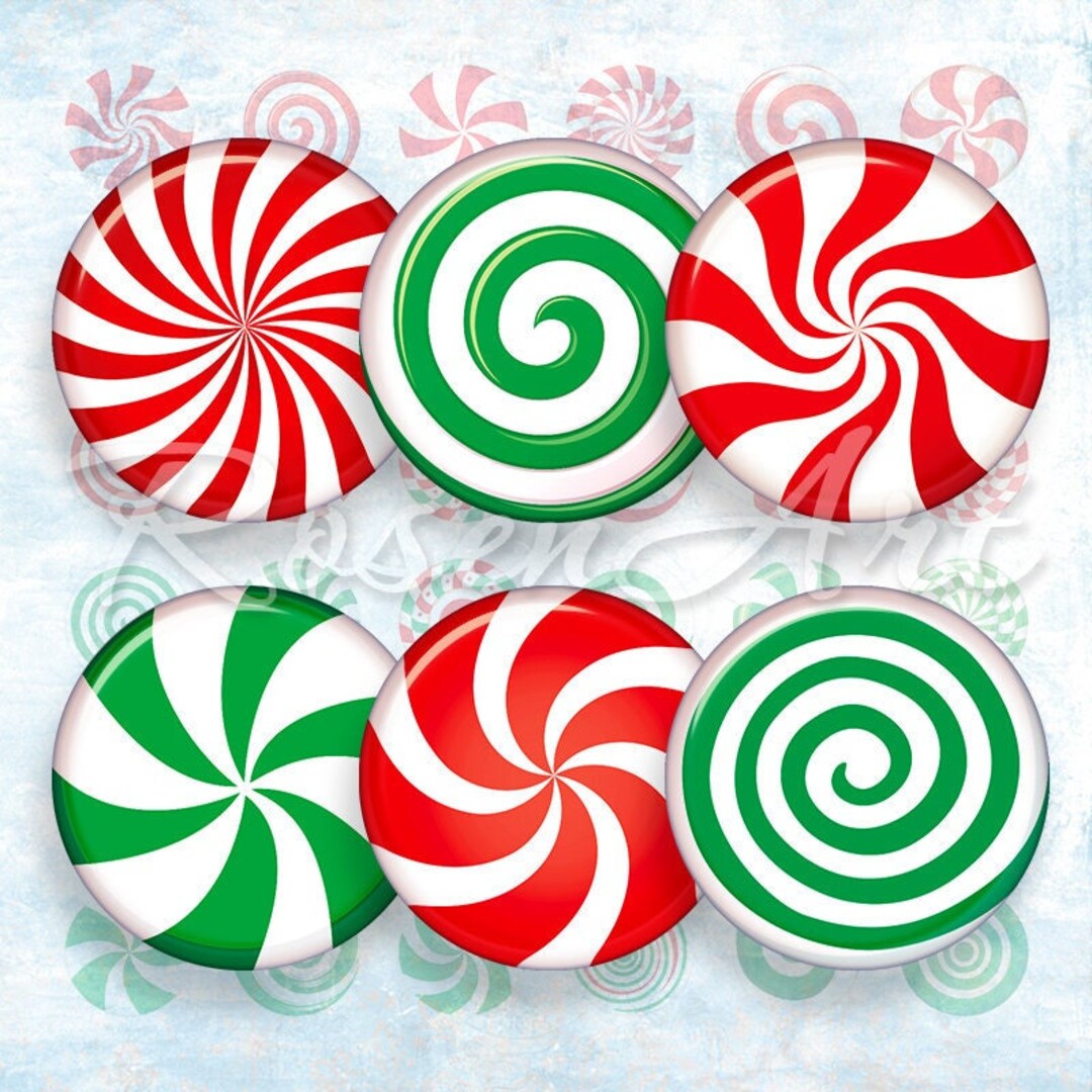 Peppermint Candy 1 Bottle Cap Images Christmas Digital - Etsy