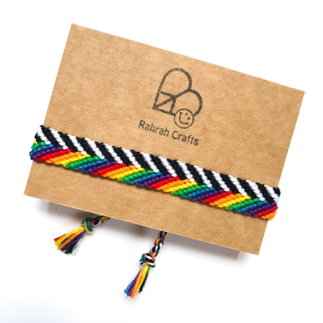 Pride Ally Flag Chevron Bracelet Half and Half Two Tone Black and White ...