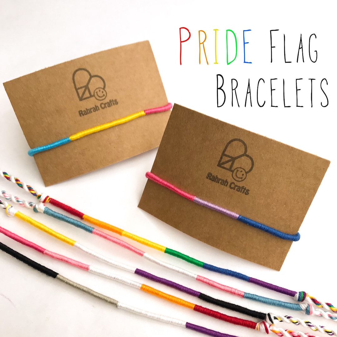 Pride Bracelets - Skinny LGBT Pride Flag Wrap Bracelet Hand Woven Rope ...