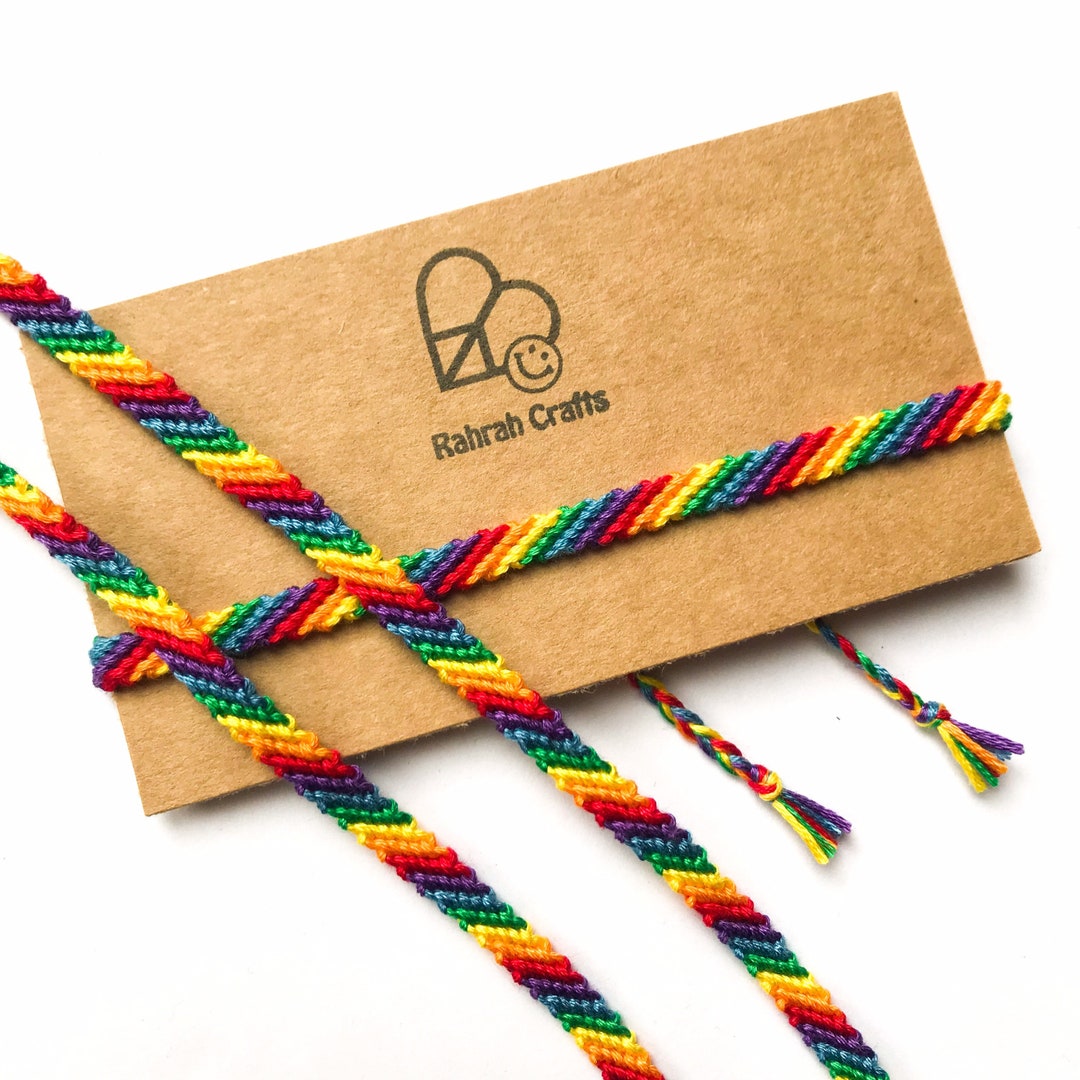 Anklet - Rainbow Striped Wrap Anklet Hand Woven Macrame Cotton Thread ...
