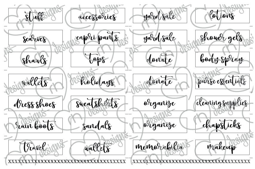 Printable Closet Organizing Labels. Digital Download. 2 PDF Files Both ...