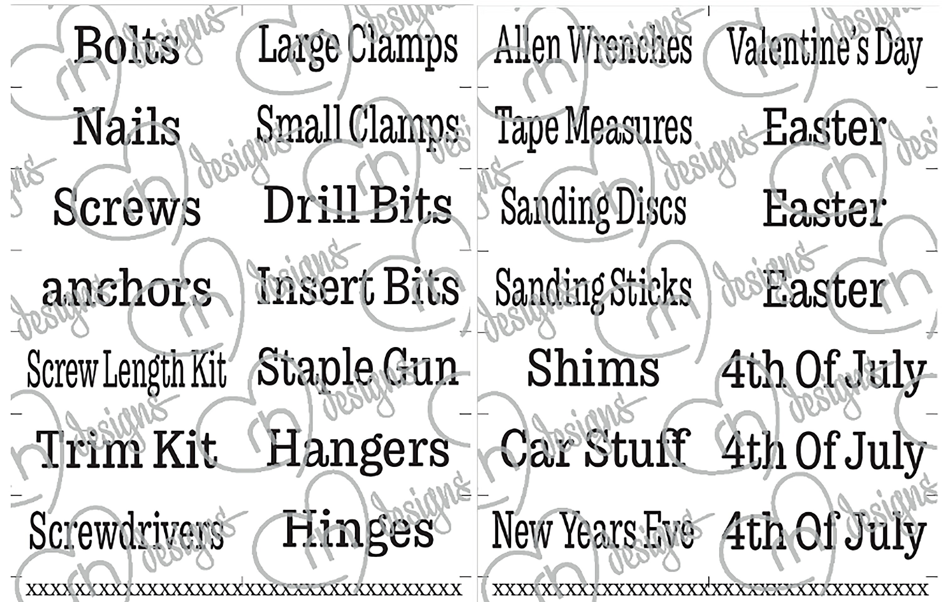 Garage/tools/holiday Organizing Labels. 12 Pages of Digital Download ...