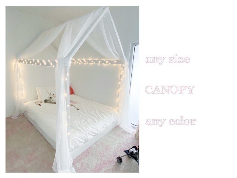 Bed curtains bed canopy house bed decor toddler bed canopy | Etsy