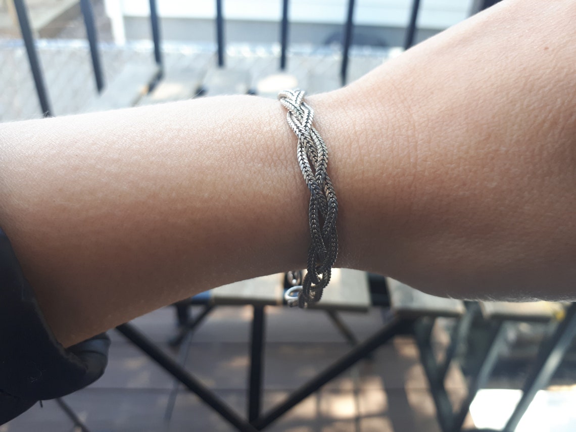 Vintage Braided Sterling Silver Bracelet Italy 925 B2b | Etsy