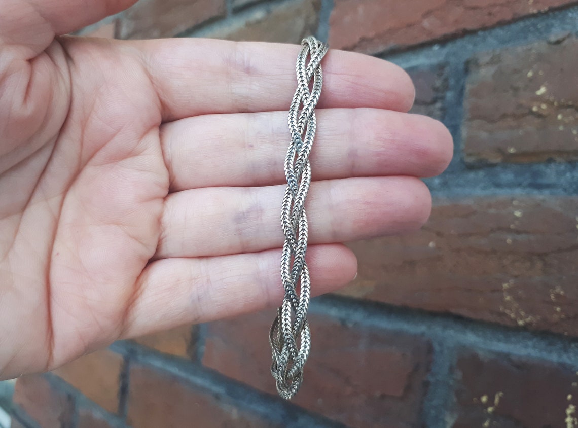 Vintage Braided Sterling Silver Bracelet Italy 925 B2b | Etsy