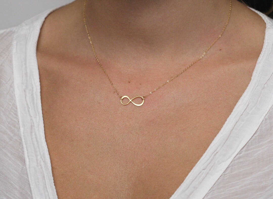 Infinity Necklace, Solid Gold Infinite Necklace, Rose Gold Eternity ...