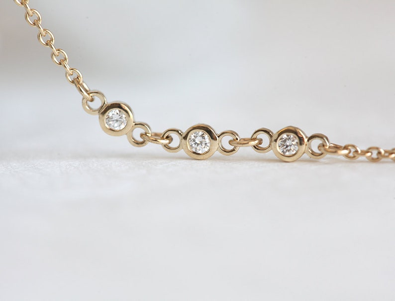 Diamond Anklet in 14k Solid Gold Bracelet With 2mm Bezel Set - Etsy