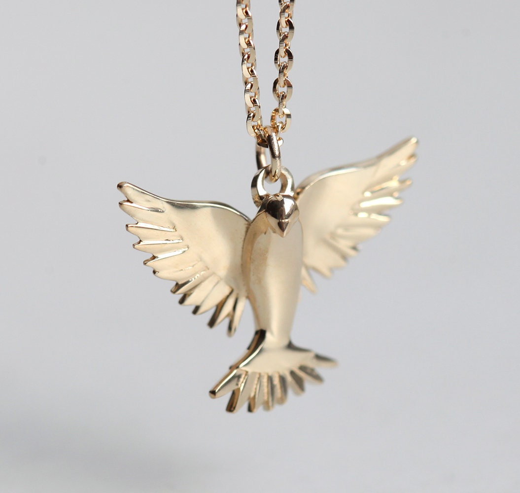 Gold Holy Spirit Necklace White Dove Necklace 14k Gold - Etsy