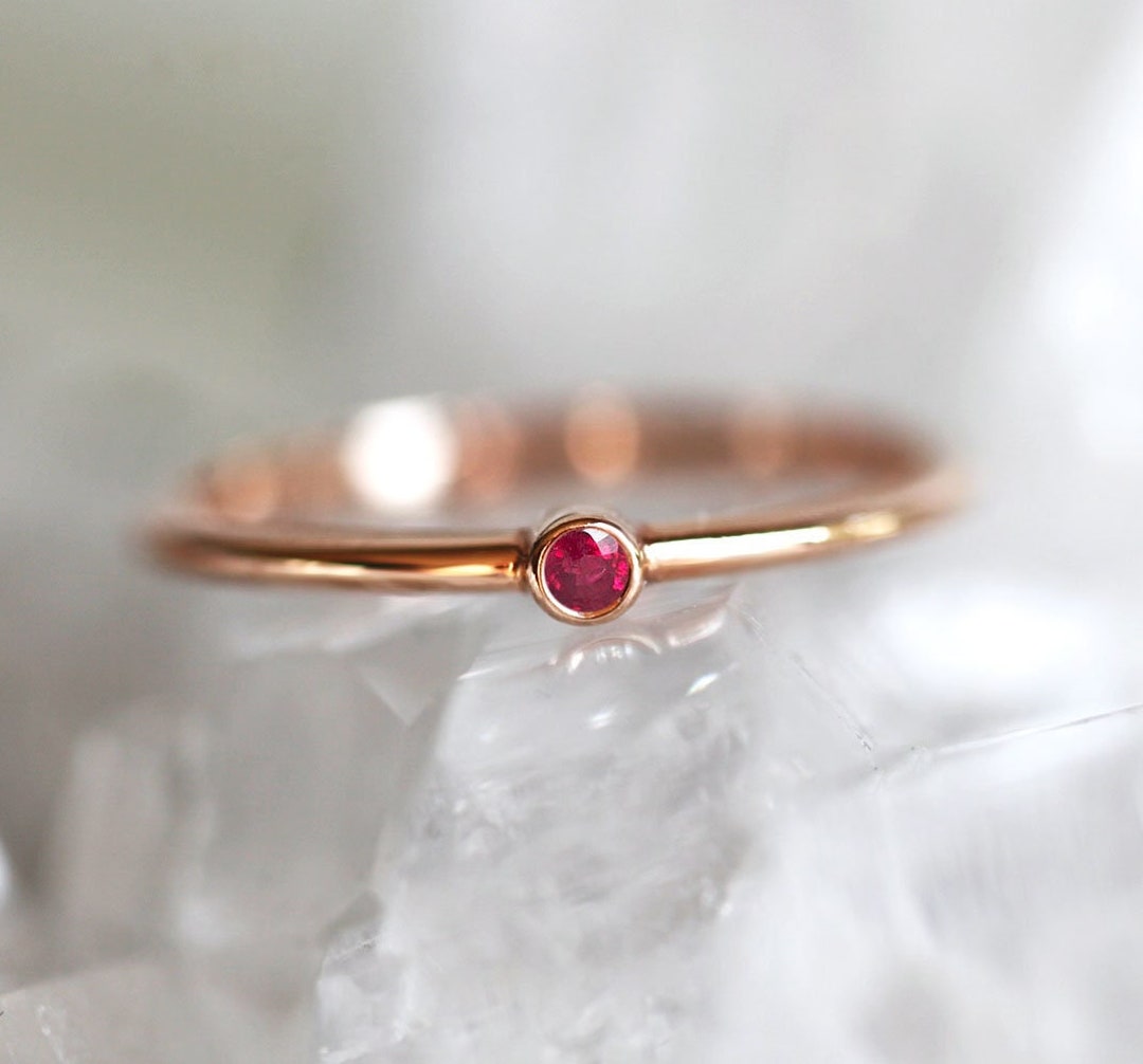 Ruby Ring, Small Engagement Solitaire, Tiny Baby Ring, Red Gemstone ...