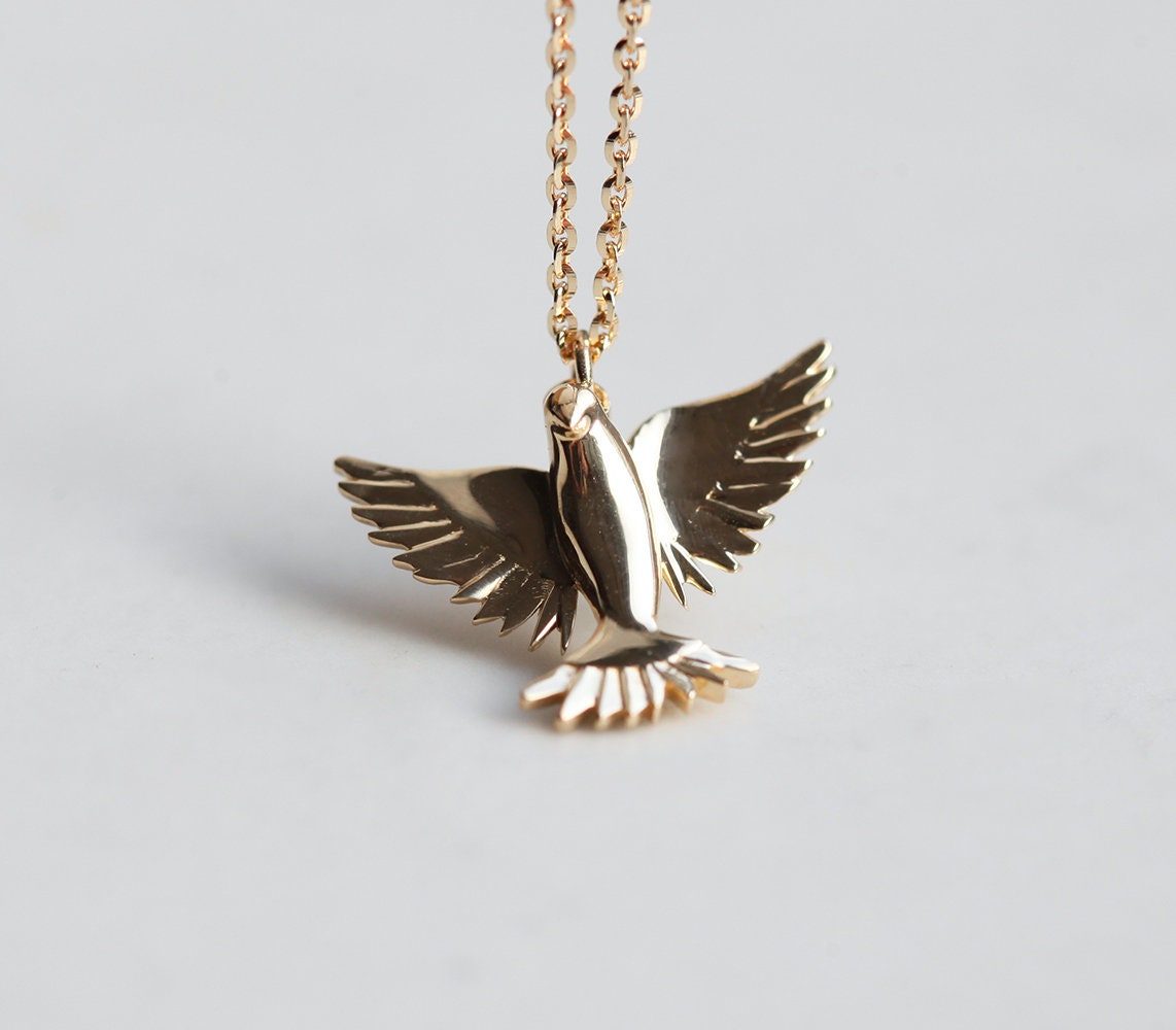 Gold Holy Spirit Necklace White Dove Necklace 14k Gold - Etsy