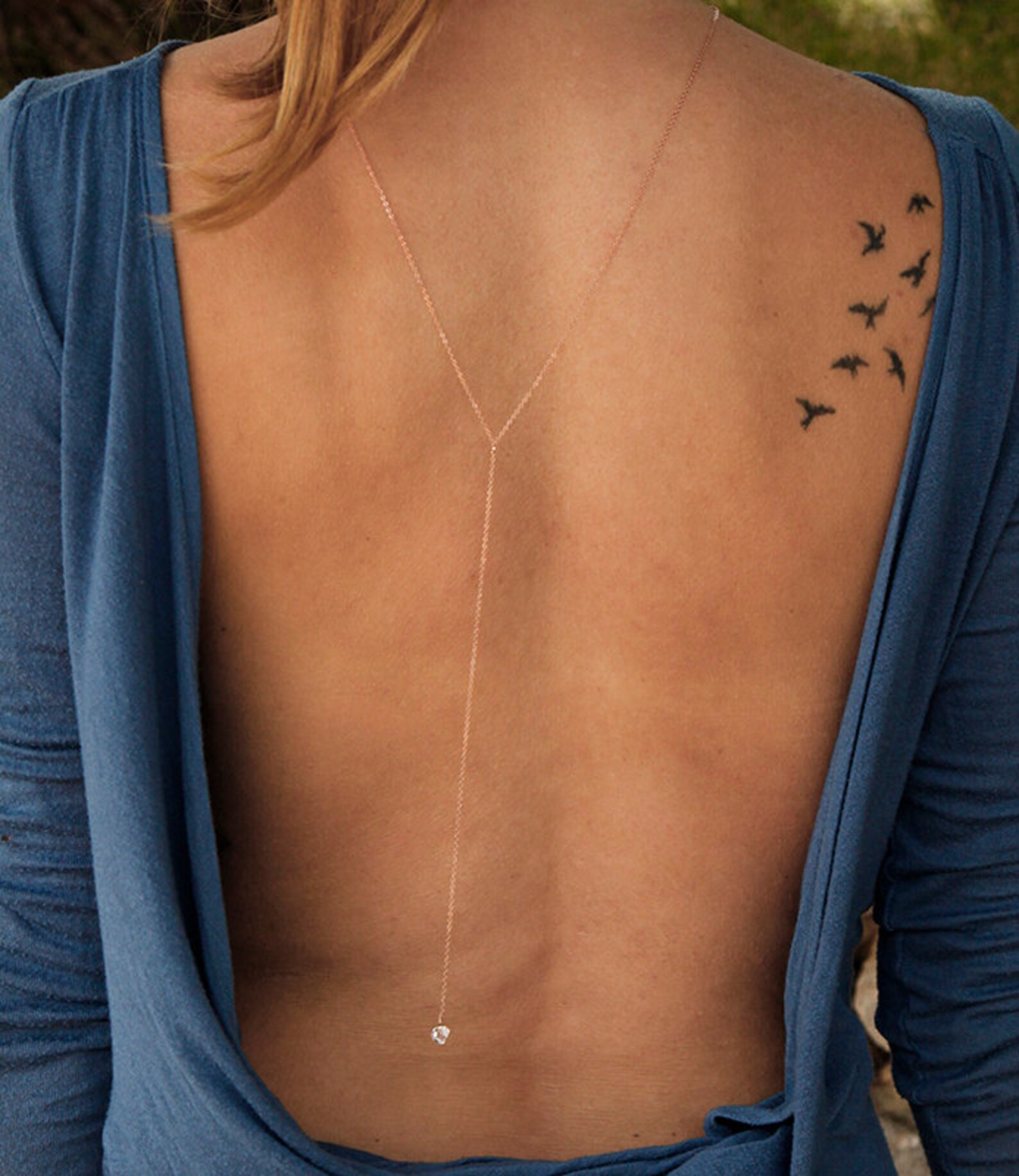 Back Necklace Gold Wedding Necklace Rose Gold Necklace - Etsy