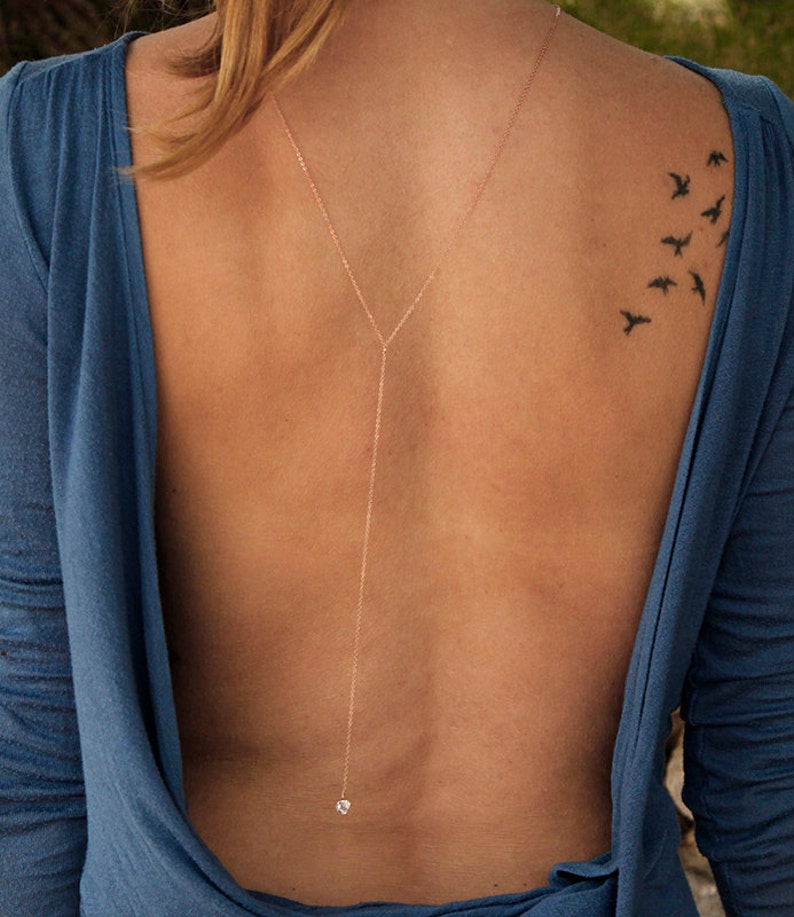 Back Necklace Gold Wedding Necklace Rose Gold Necklace - Etsy