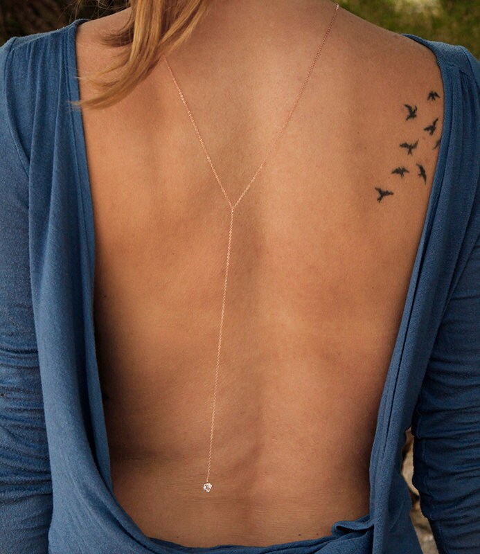 Back Necklace Gold Wedding Necklace Rose Gold Necklace - Etsy